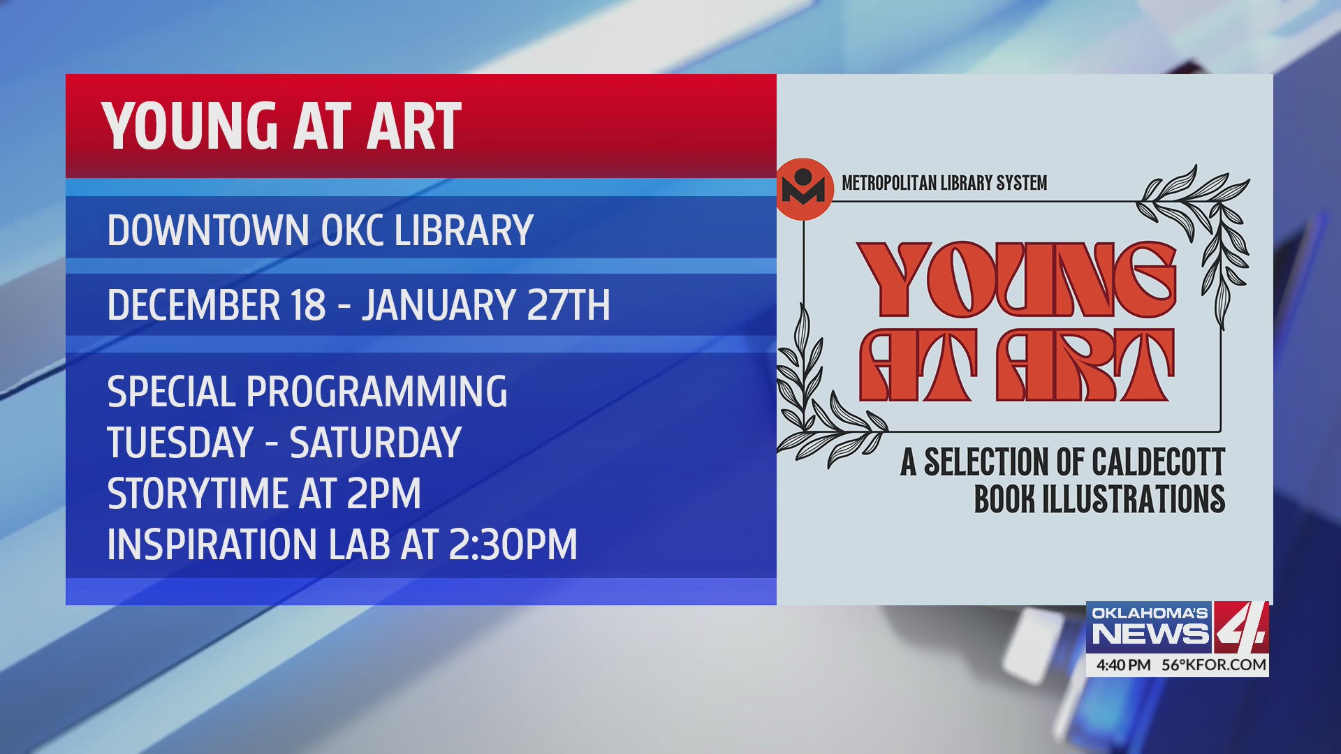 Downtown OKC Library showcasing “Young at Art” – KFOR.com Oklahoma City