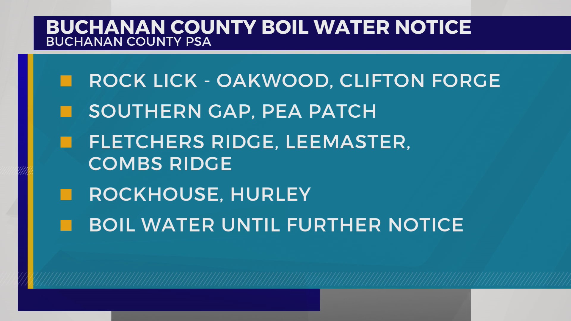 Boil Water Alert issued by Buchanan County Public Service Authority ...