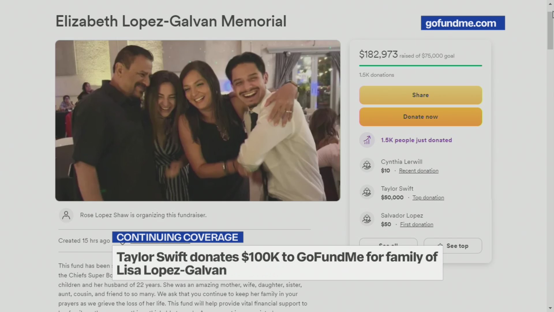 Taylor Swift donates $100K to Chiefs parade shooting victim’s family ...