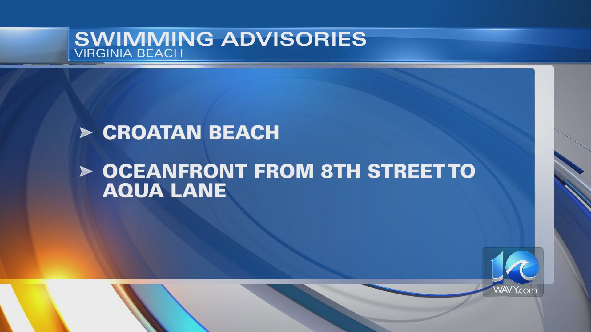 Swimming advisories issued – WAVY.com