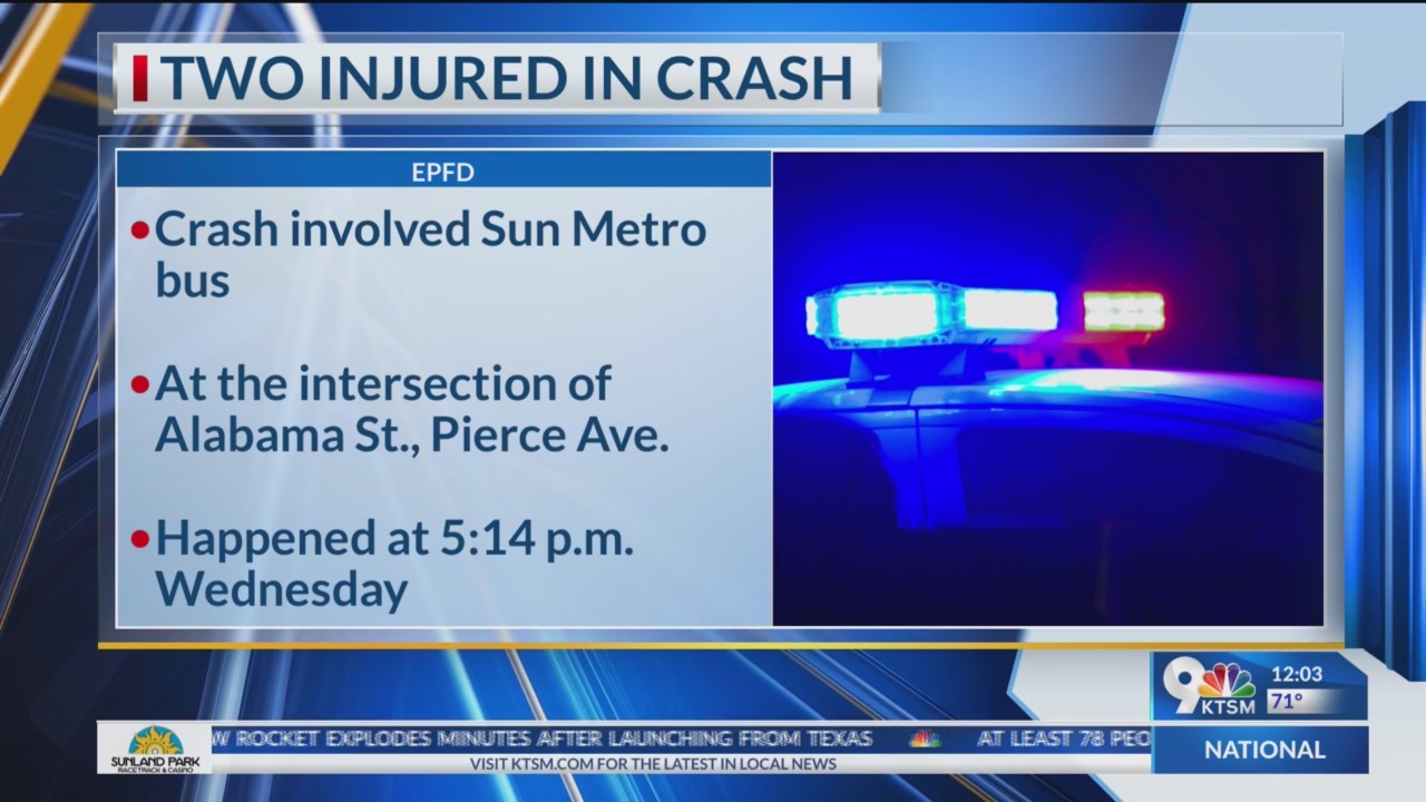 Two people are injured after a Sun Metro bus crashes. – KTSM 9 News