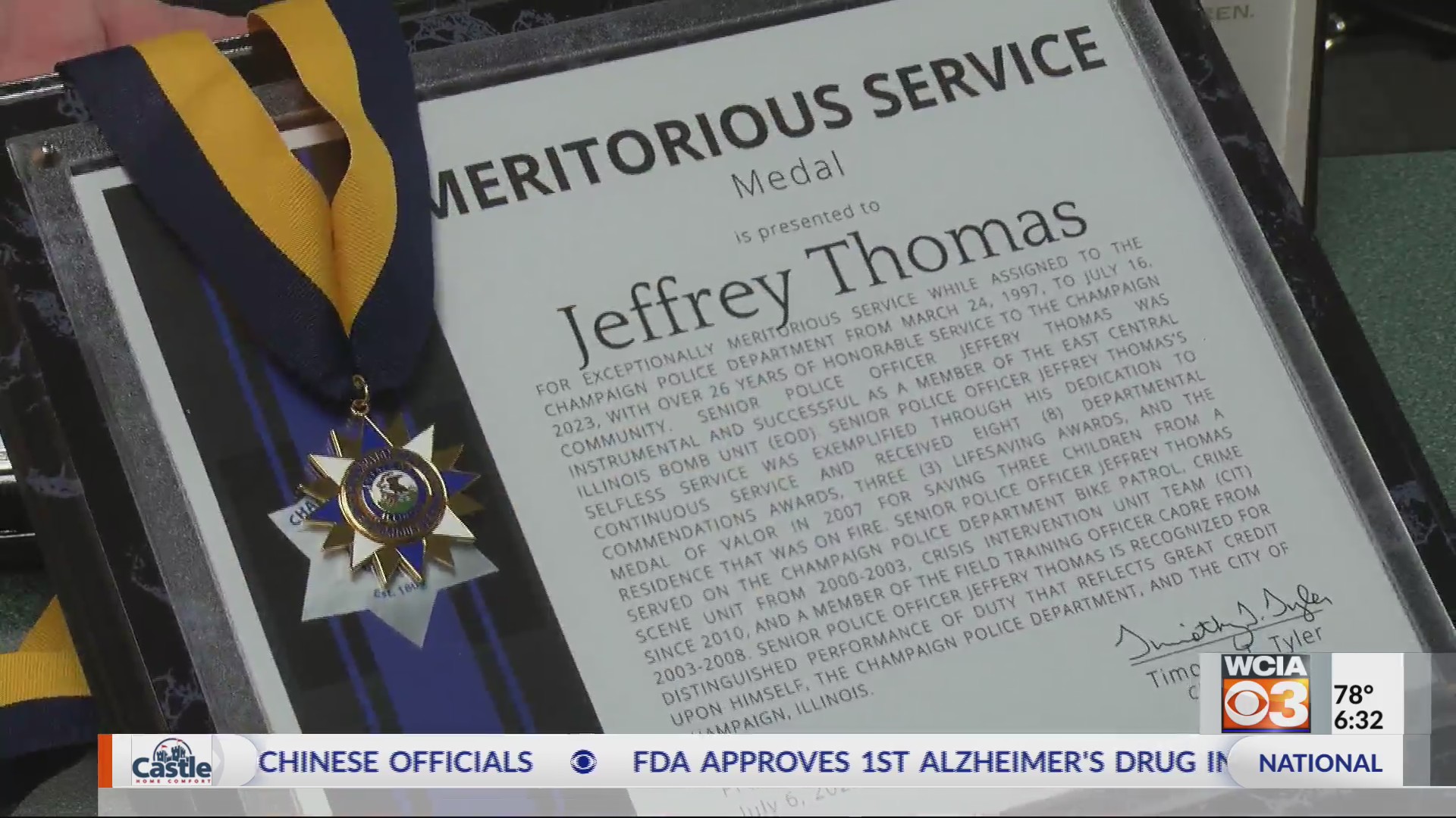 Retired Champaign police officer gets Meritorious Service Medal for ...