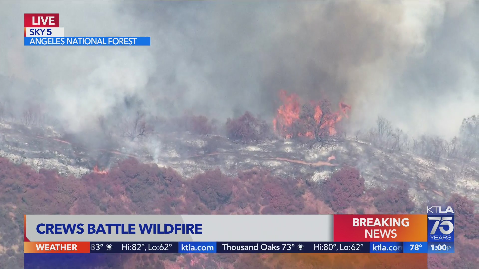 Crews battle Gulch Fire in Angeles National Forest – KTLA
