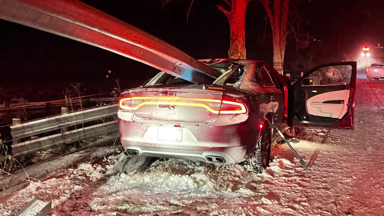 Driver, passenger survive after car is impaled by guardrail on icy road: ‘A Christmas miracle ...