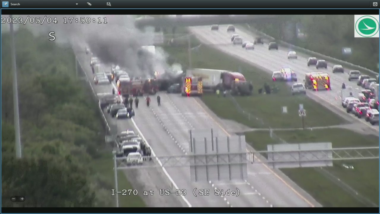 Crash sends semi into median, shuts down I-270 northbound – NBC4 WCMH-TV