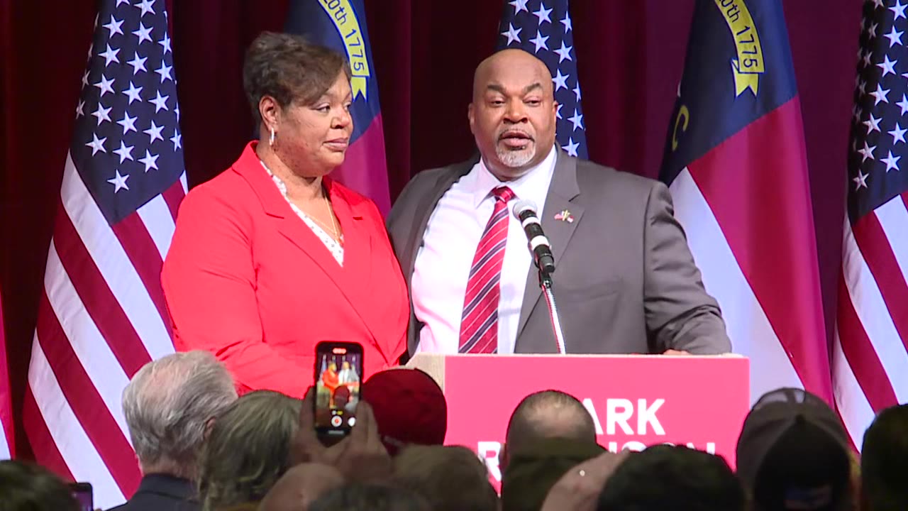 North Carolina Lt. Gov. Mark Robinson delivers victory speech after ...