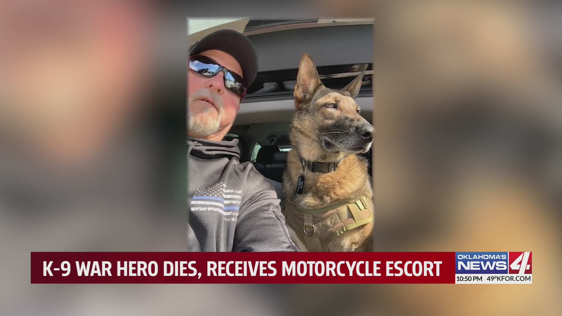 K9 war hero receives motorcycle escort – KFOR.com Oklahoma City