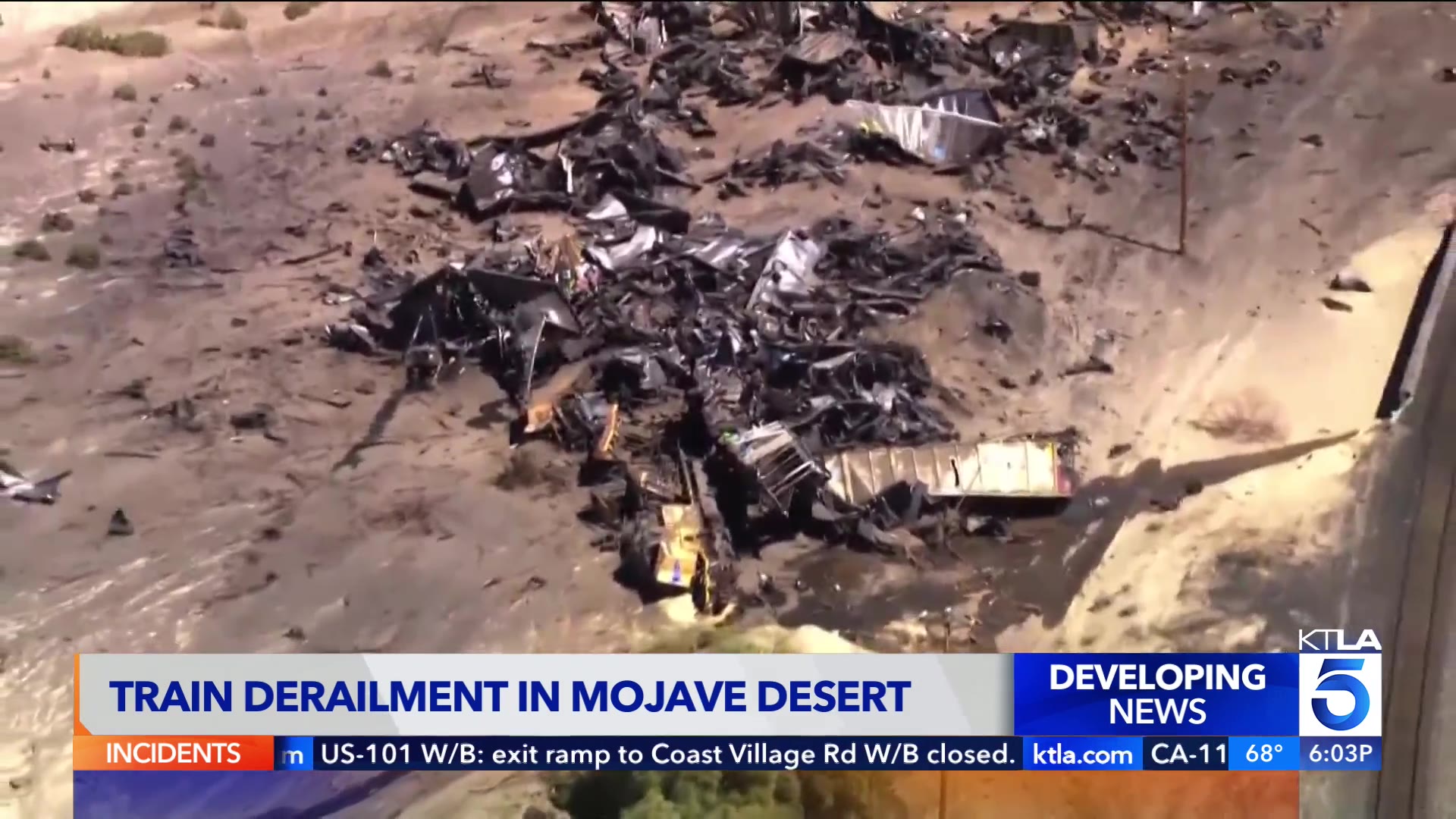 Freight train derails, catches fire in Southern California desert – KTLA