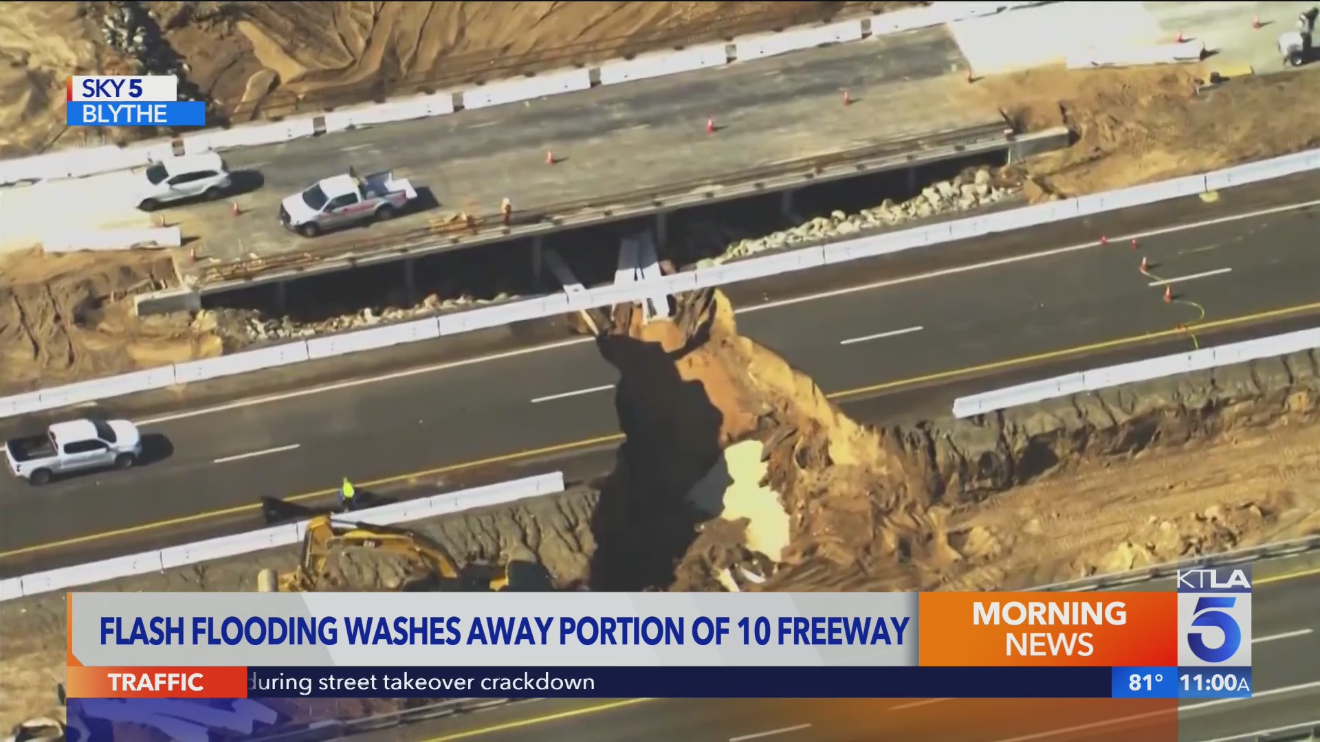 Caltrans works to repair 10 Freeway in Riverside Co. after flash flood ...