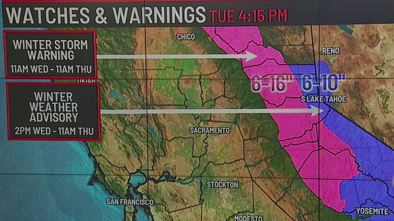 Storm warning and weather advisory issued in the Sierra Nevada – FOX40 News