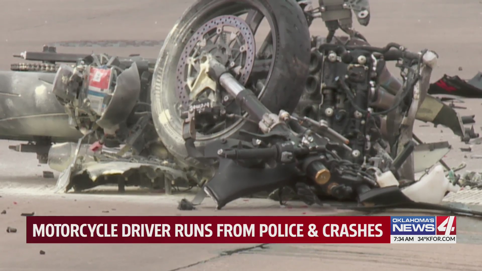 Motorcycle driver runs from police & crashes – KFOR.com Oklahoma City