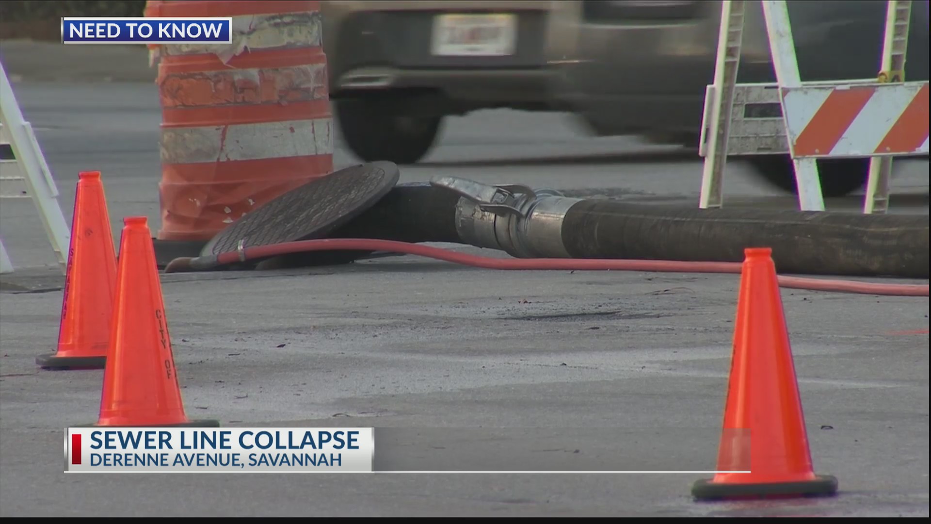 Major sewage spill shuts down traffic lane for 2 weeks, city says – WSAV-TV