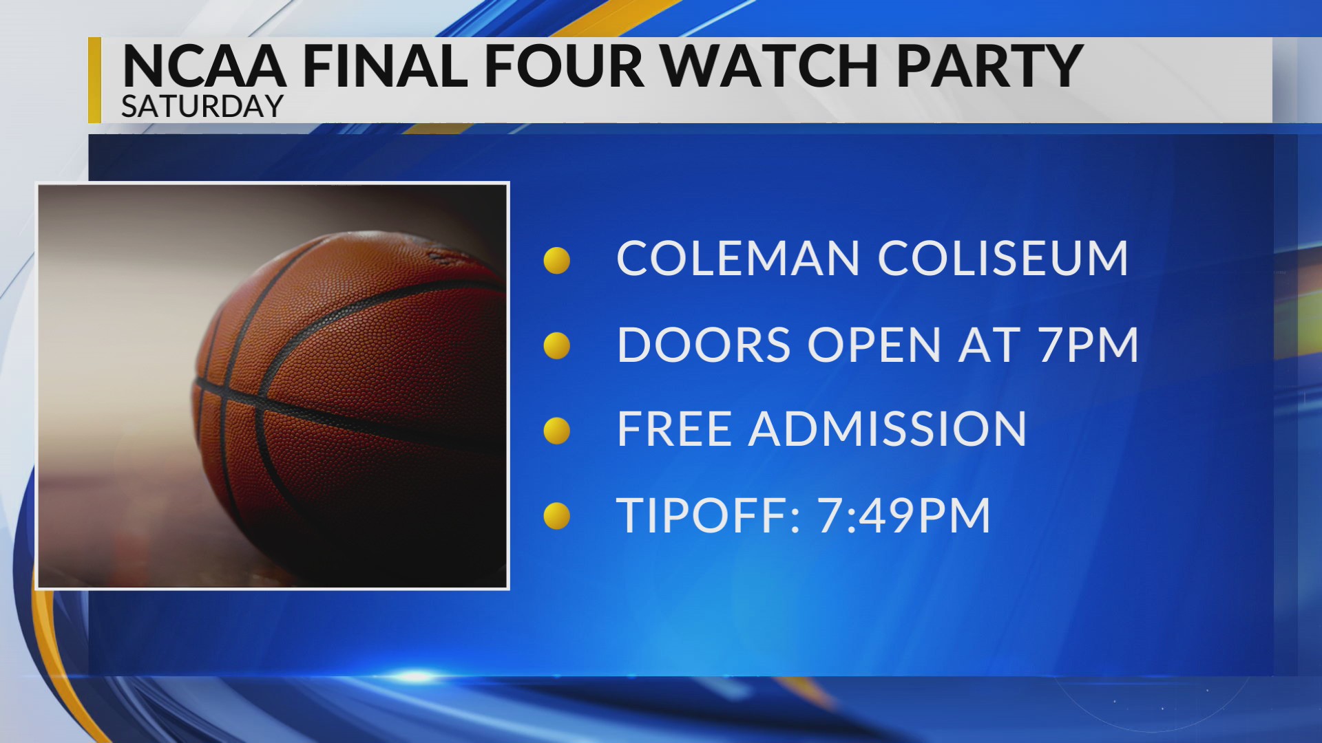 Final Four watch party to be held at Coleman Coliseum – WRBL