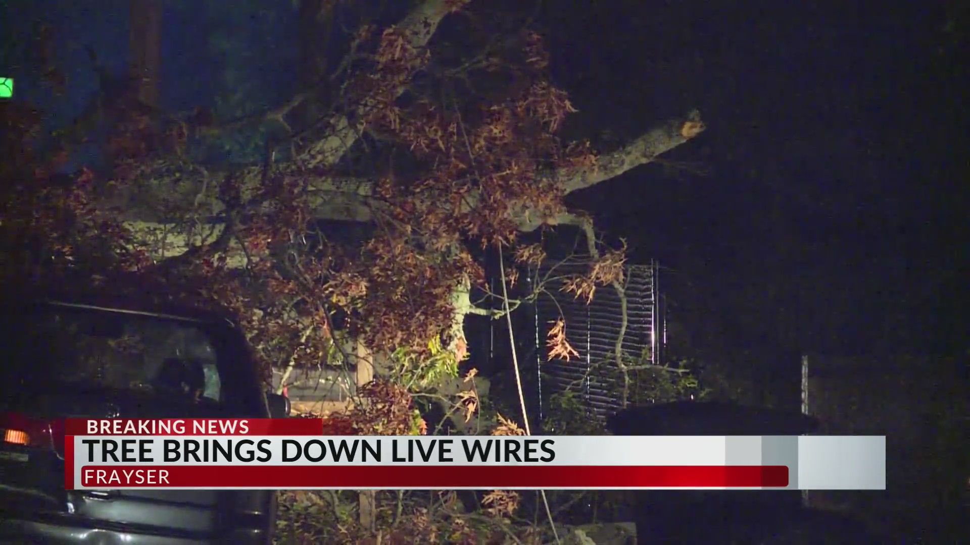 Tree brings down live wires, crushes van in Frayser – WREG.com