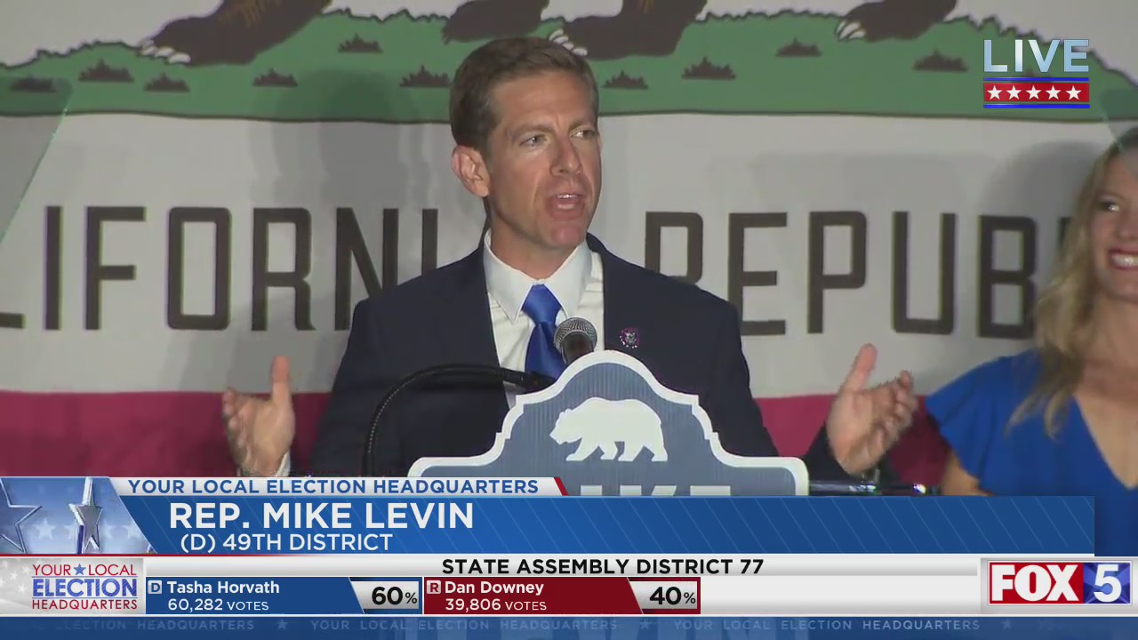 Mike Levin Speaks on Election Night – FOX 5 San Diego & KUSI News