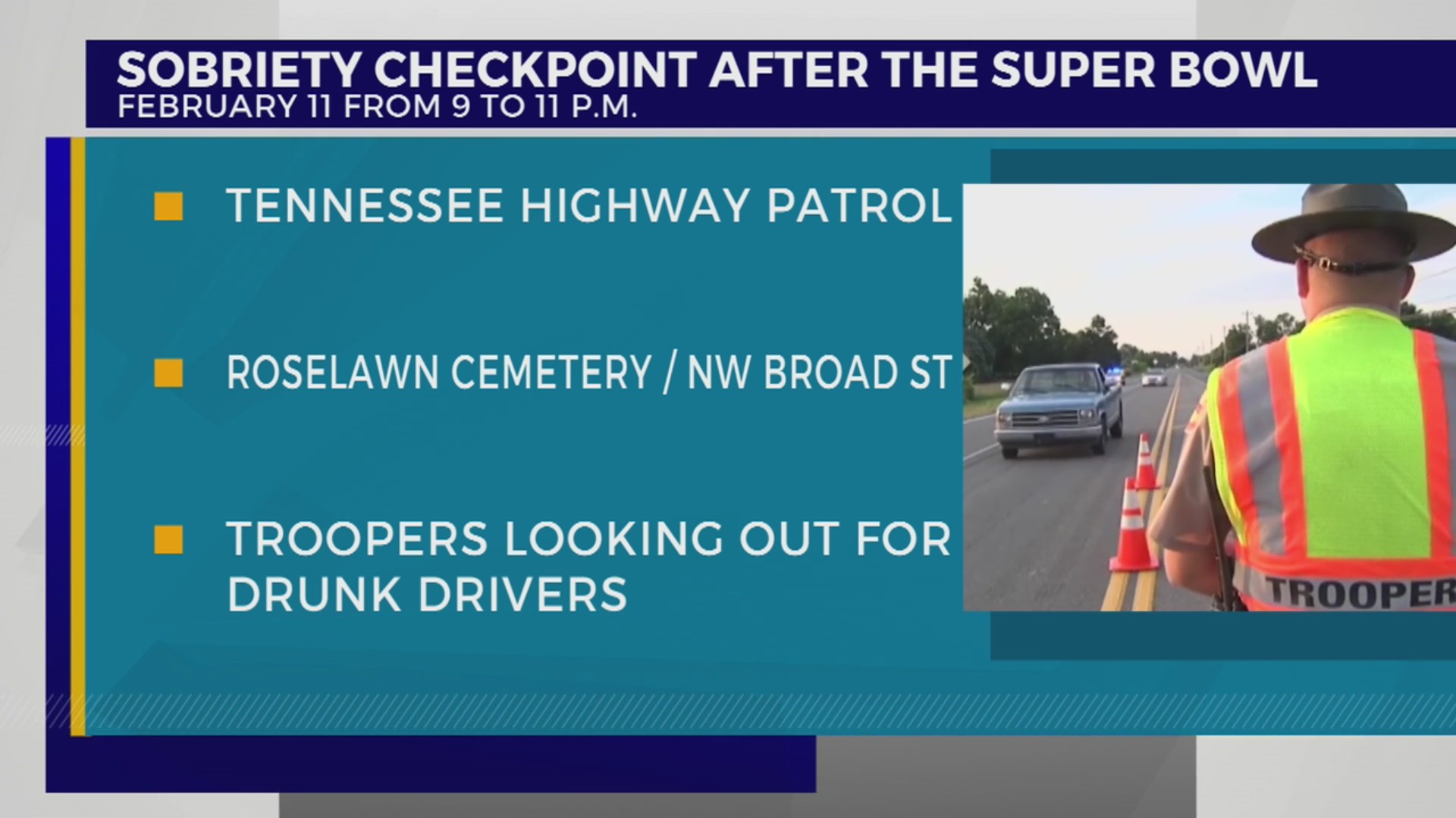 THP planning sobriety checkpoint after Super Bowl – WKRN News 2
