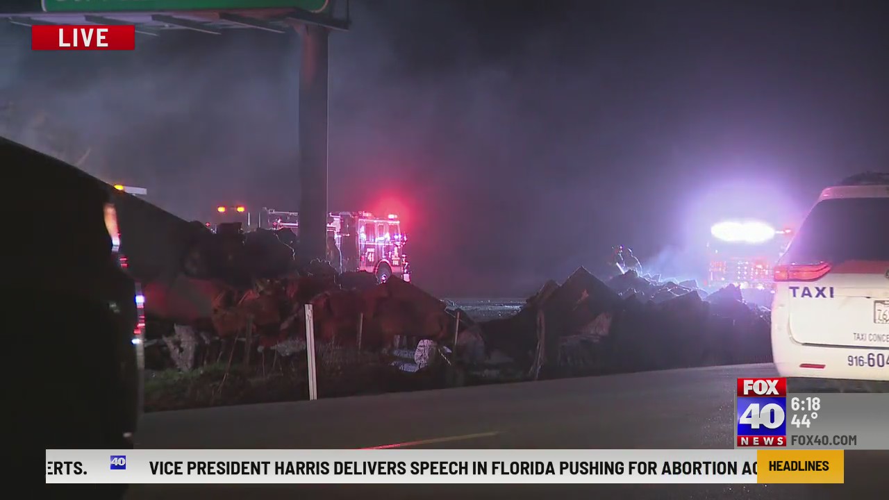 Southbound I-5 lanes closed due to big rig fire – FOX40 News