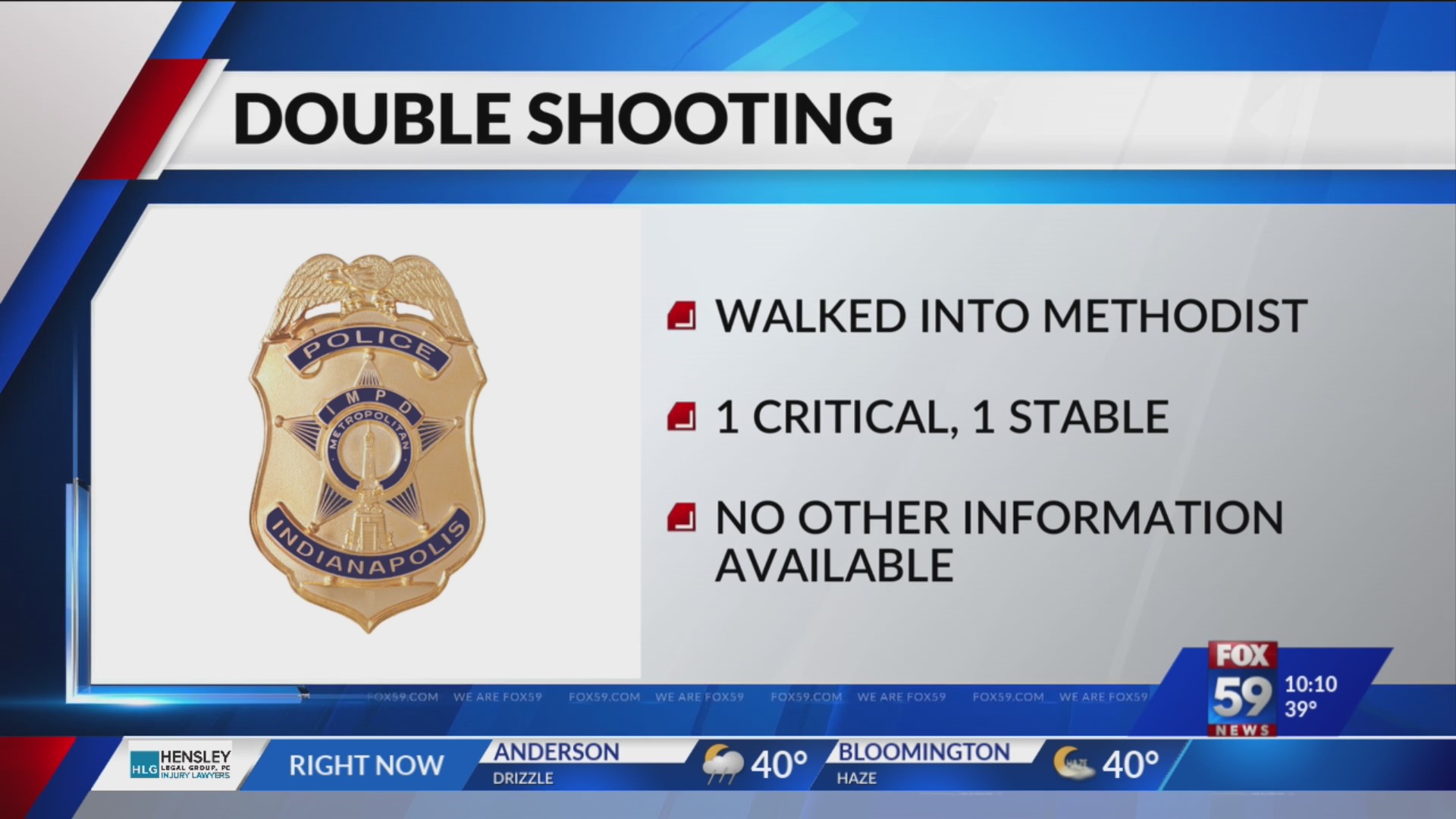 2 people walk into Indianapolis hospital with gunshot wounds – Fox 59