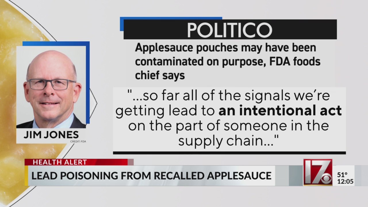 Lead poisoning from recalled applesauce – CBS17.com