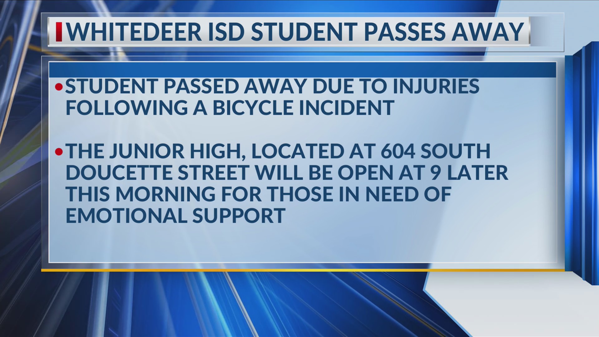 White Deer ISD student dies after ‘bicycle incident’ – KAMR ...