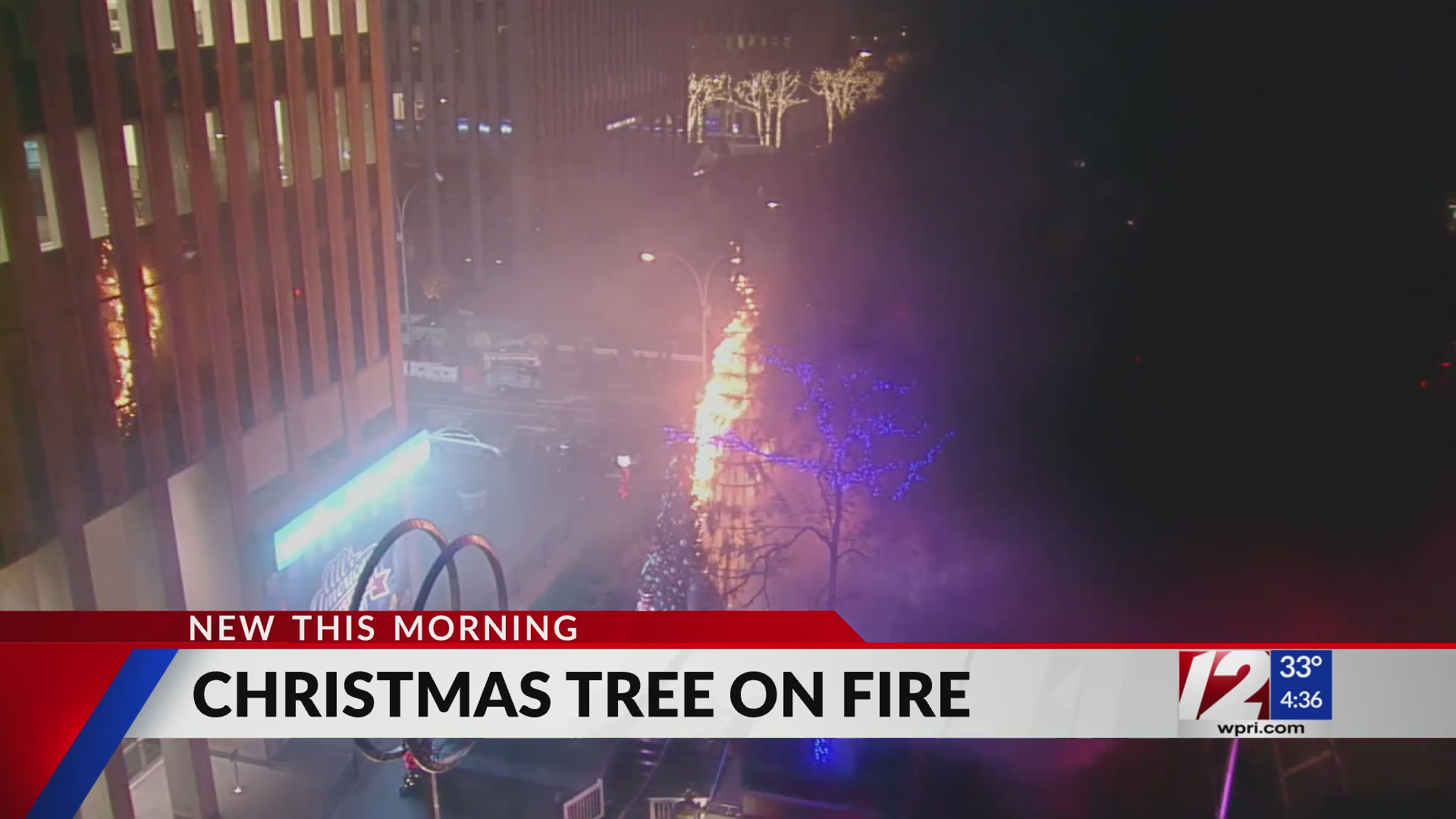 NYPD: Christmas tree set on fire outside Fox News; man in custody ...