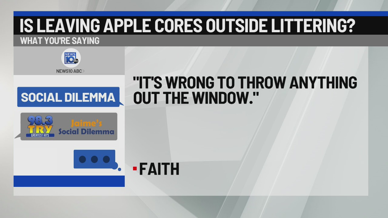 98.3 TRY Social Dilemma: Is it littering to throw an apple core out ...