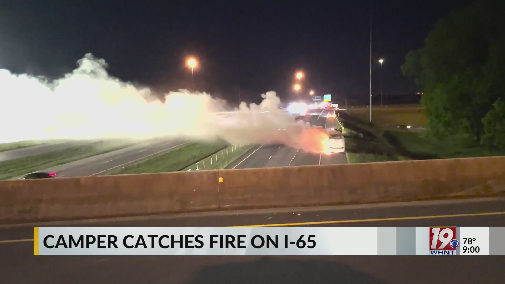 Camper Catches Fire on i-65 | May 13, 2023 | News19 at 9 p.m. – WHNT.com