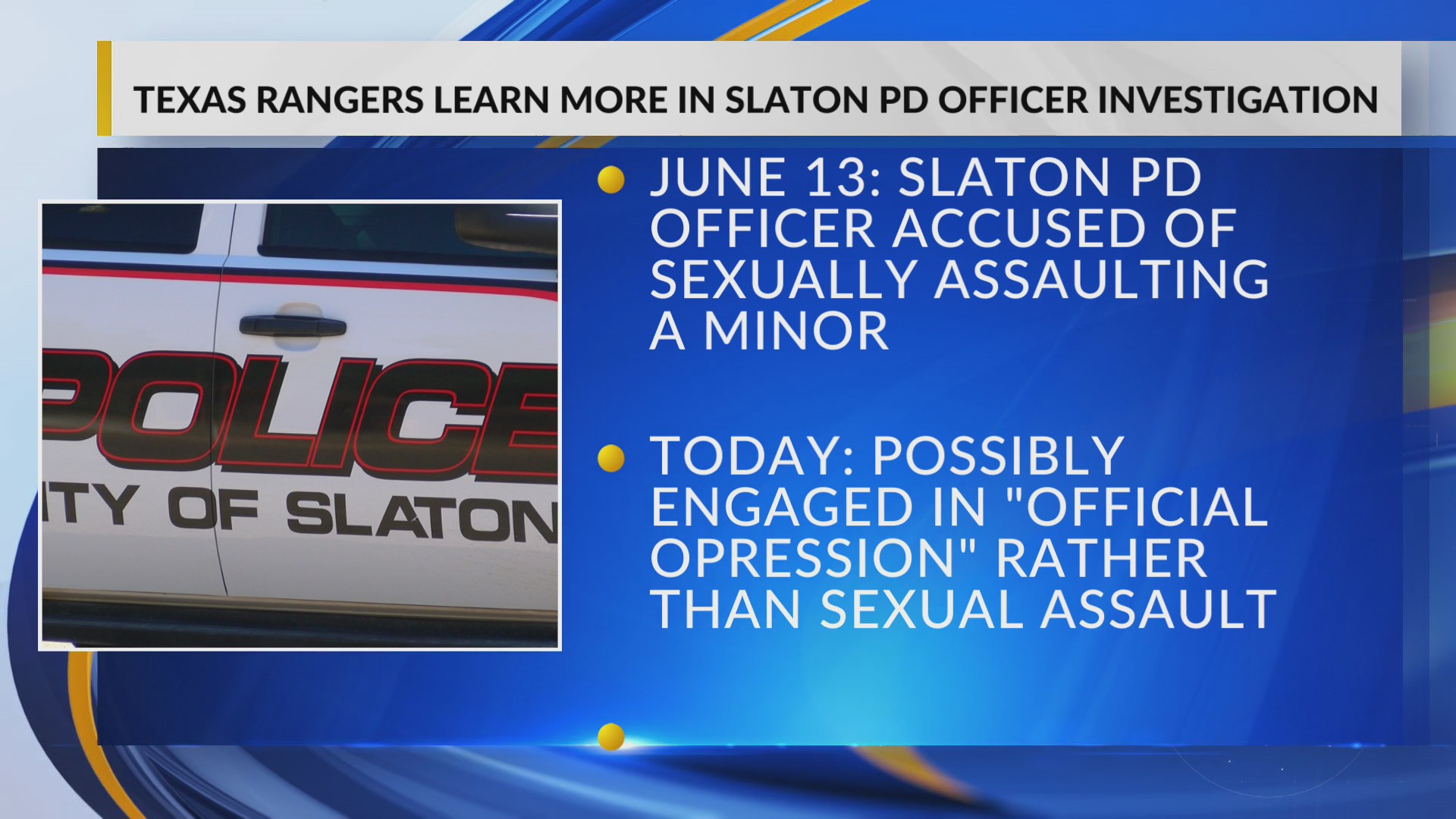 Incident with Slaton PD officer not considered sexual assault of minor ...