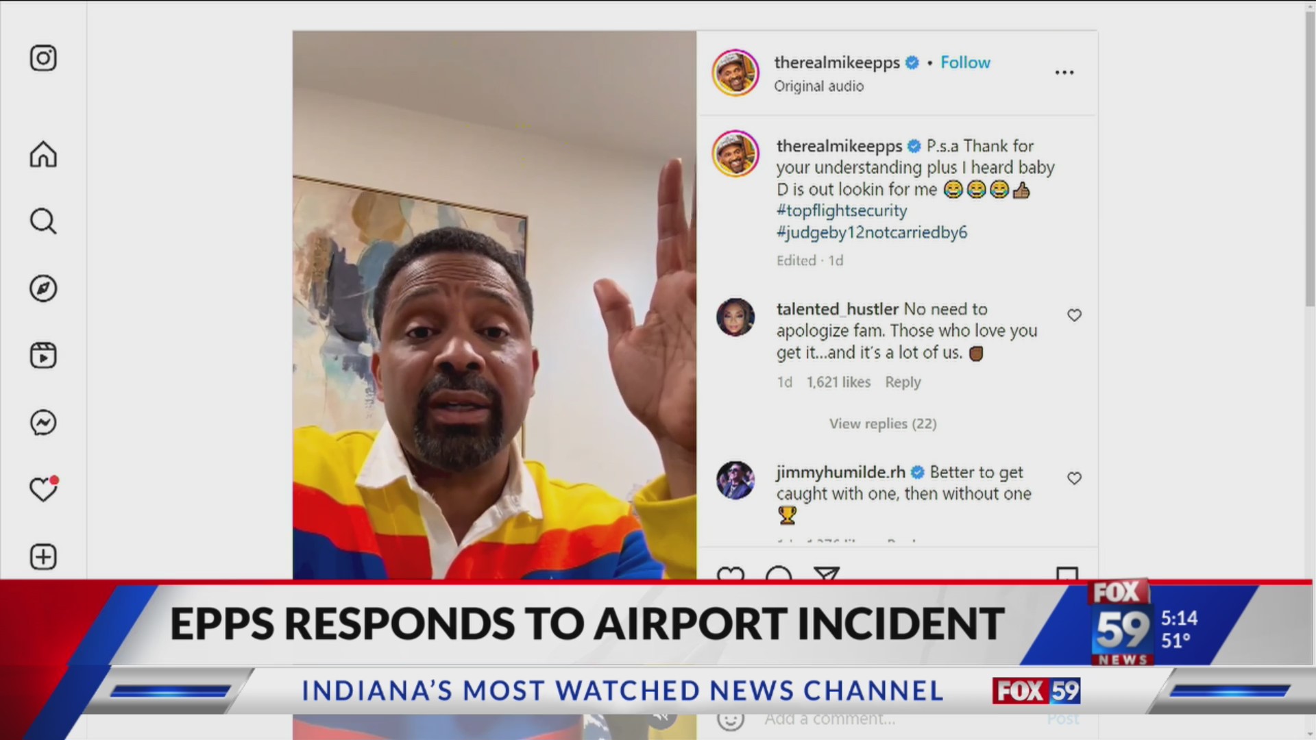 Mike Epps releases statement after being stopped at Indy airport with ...