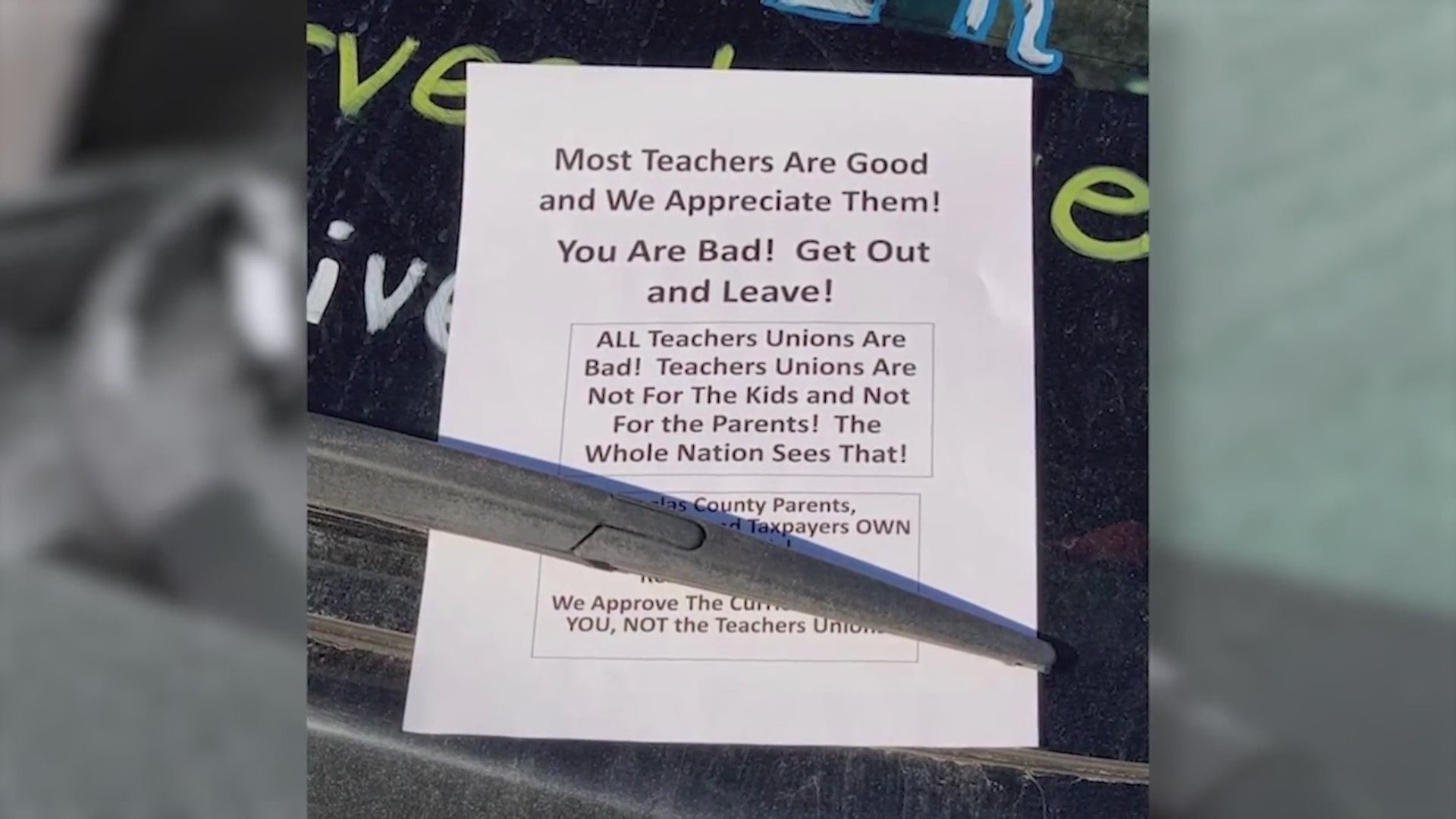 DougCo teachers’ windshields covered with negative flyers – FOX31 Denver