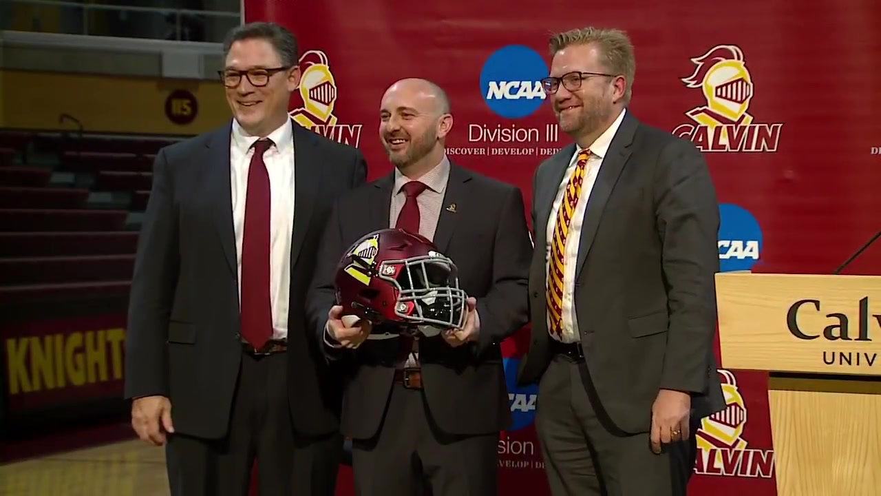 Calvin introduces first-ever football coach – WOODTV.com