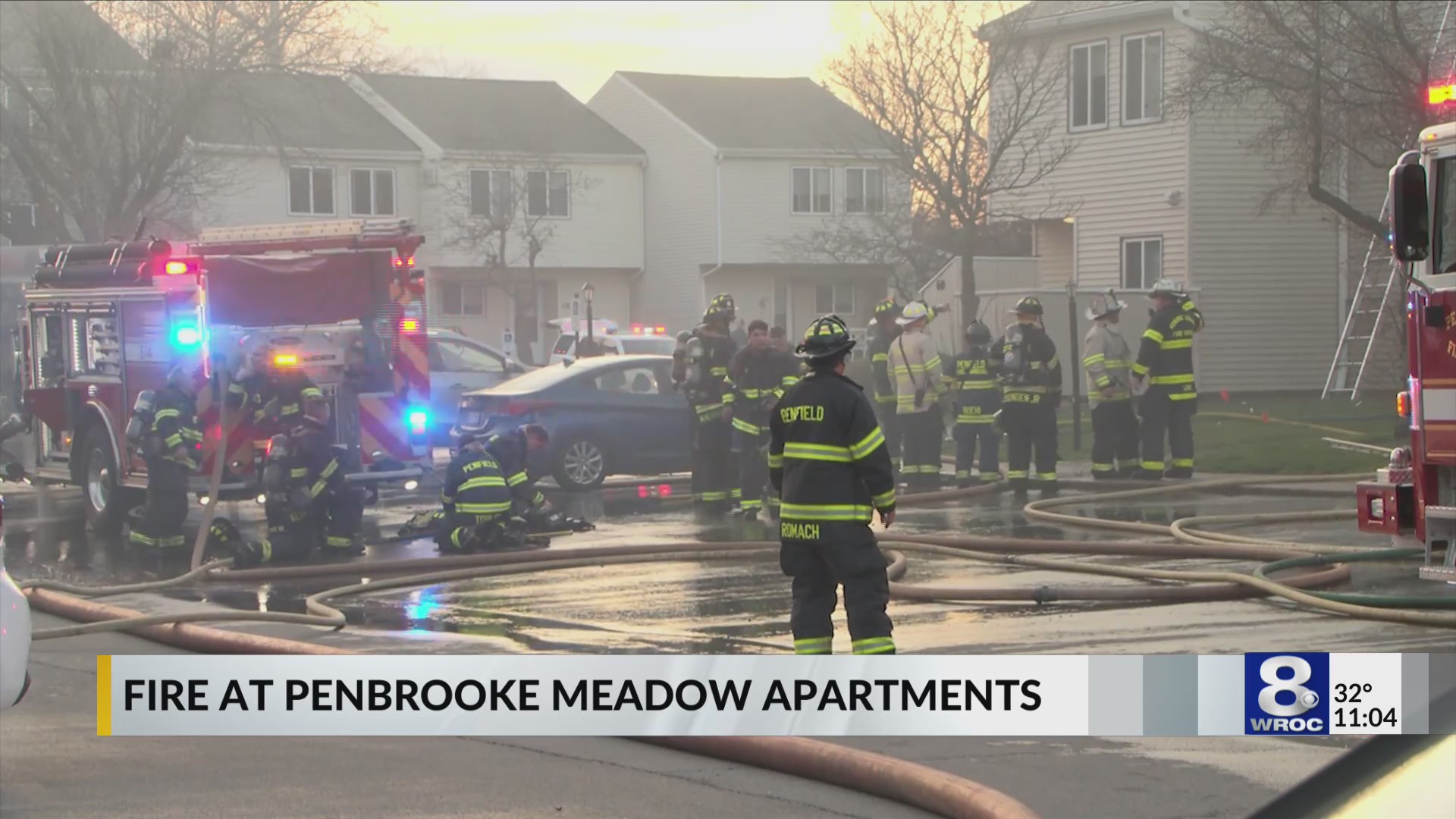 Firefighters putting out flames at Penbrooke Meadow Apartments ...