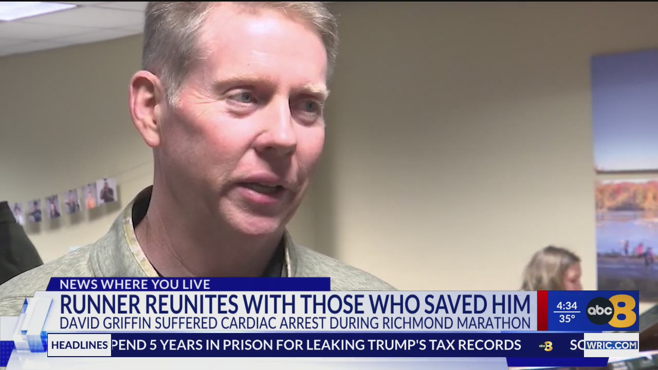 Runner who went into cardiac arrest during marathon meets with EMTs ...