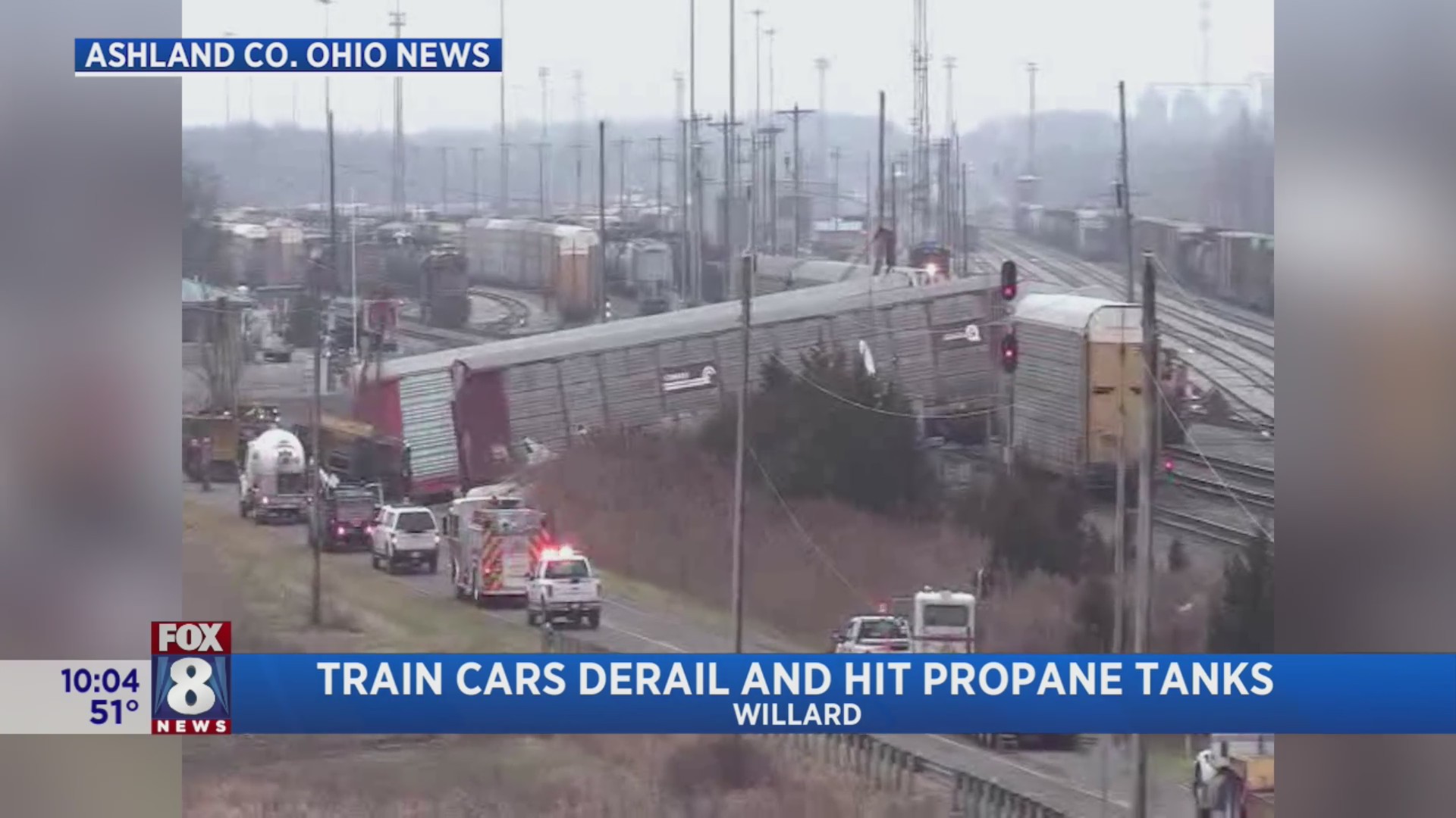 Train cars derail and hit propane tanks – Fox 8 Cleveland WJW