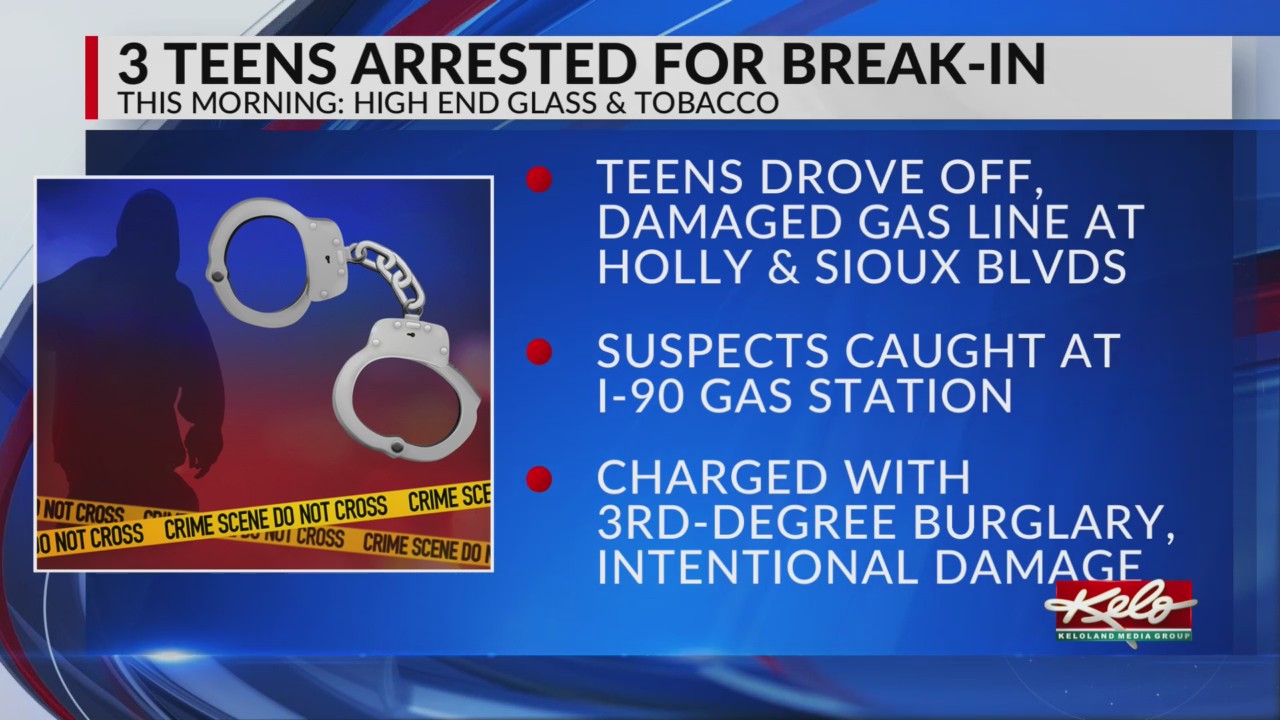 3 teens arrested following Brandon break-in, crash – KELOLAND.com