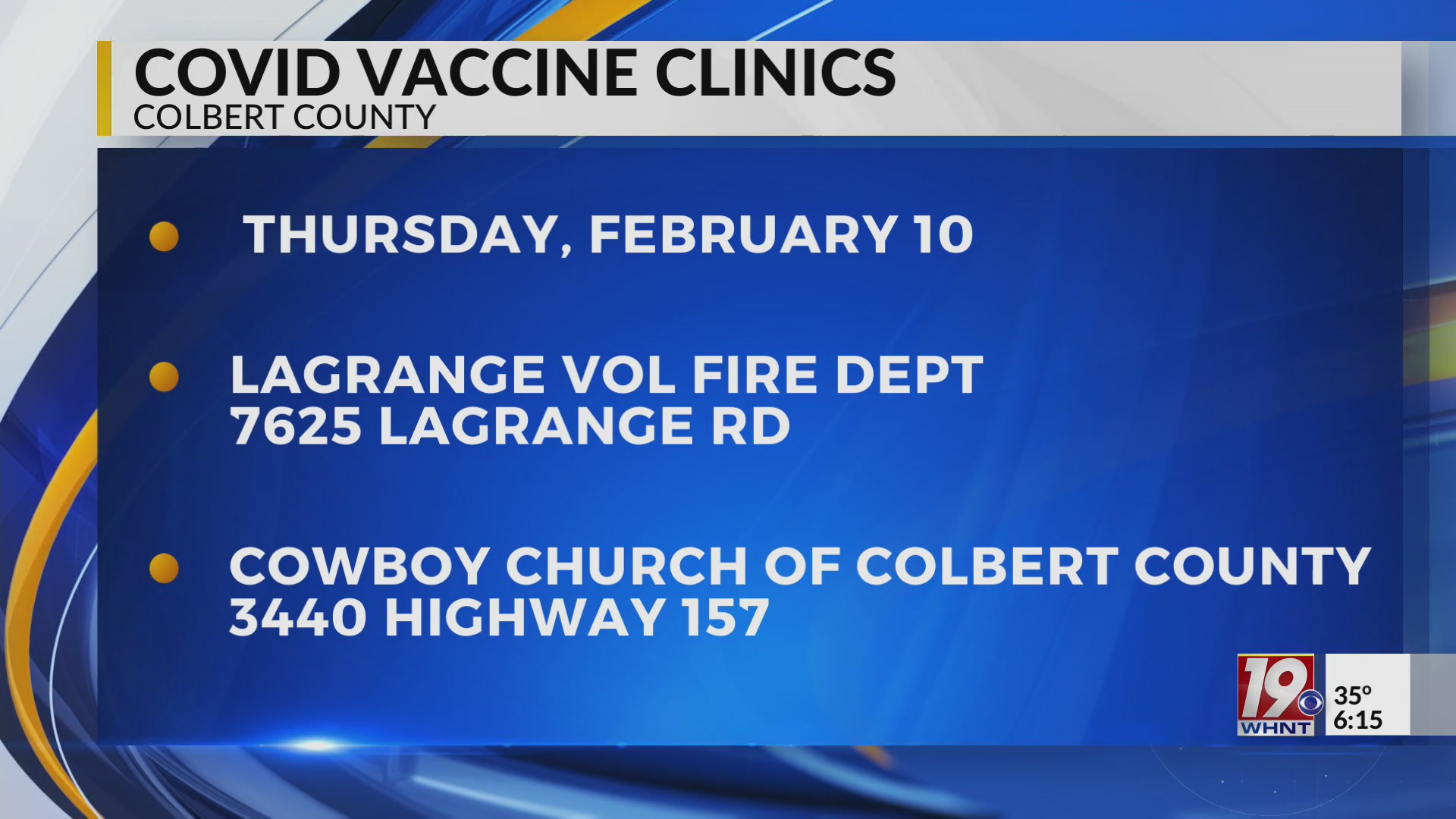 Colbert County Hosting Two Vaccine Clinics – WHNT.com