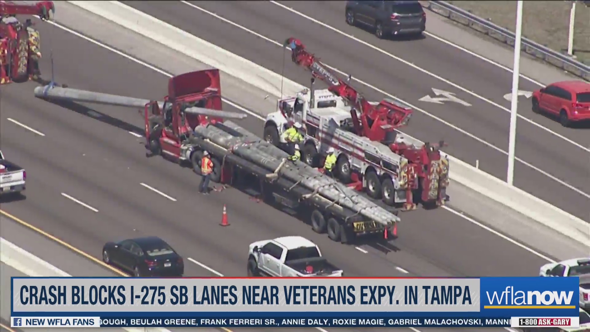 Pole crashes through windshield of semi truck on I-275 in Tampa – WFLA