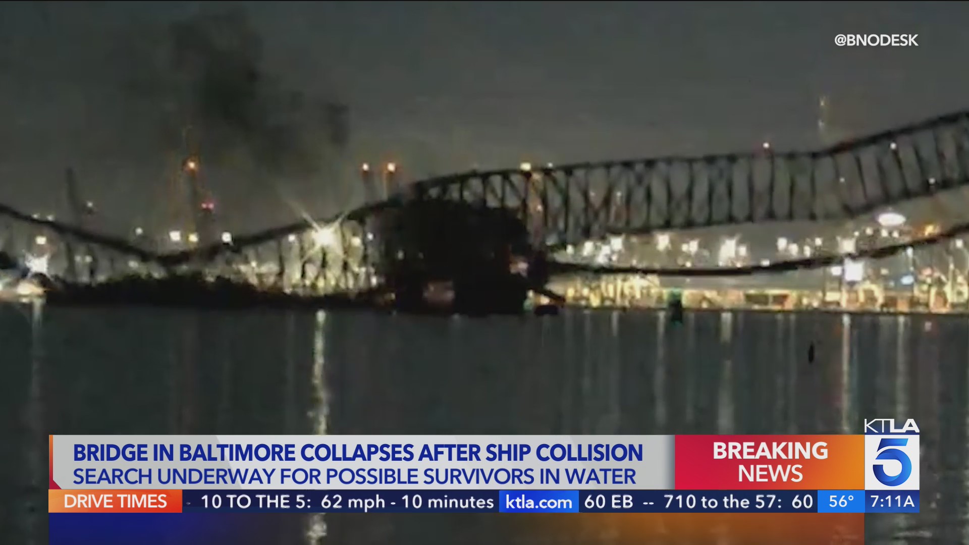 Video shows cargo ship collided with Baltimore bridge, causing collapse ...
