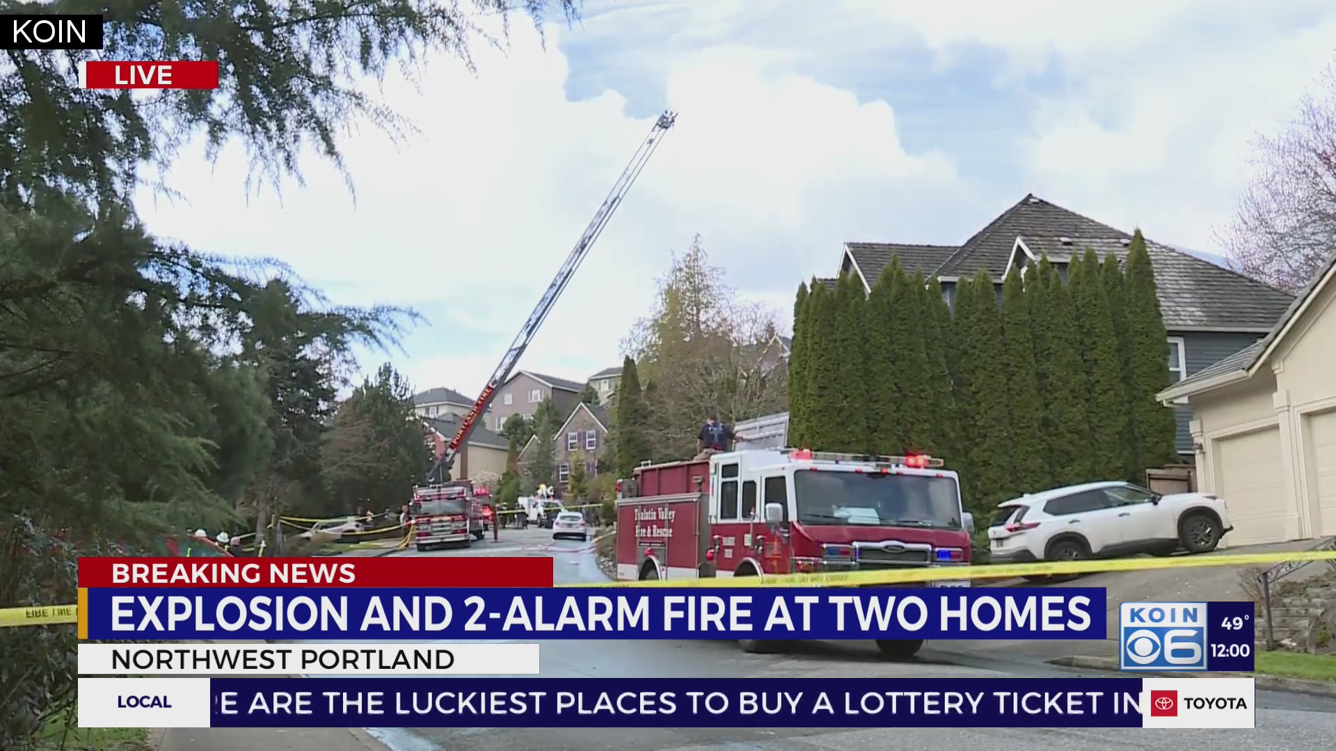 Explosion causes 2-alarm fire at pair of NW Portland homes – KOIN.com
