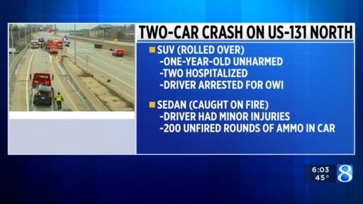 GRPD: Car catches fire in US-131 crash – WOODTV.com