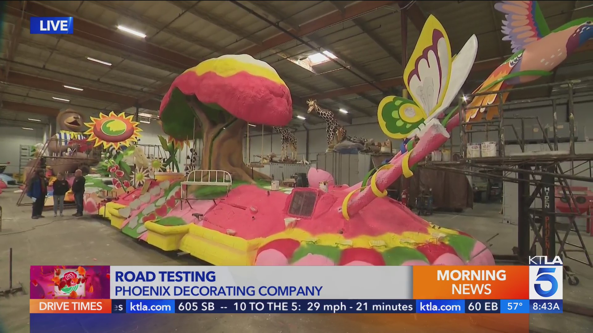 Rose Parade Float Preparation #4: Phoenix Decorating Float Testing – KTLA