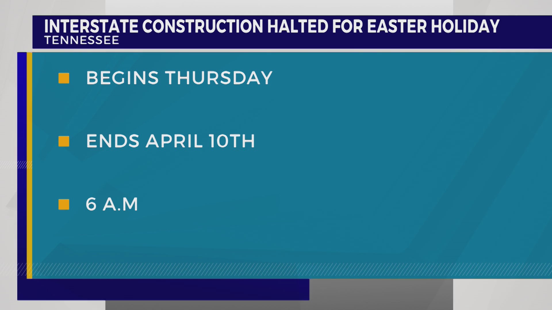 TDOT stopping interstate construction Thursday for holiday – WJHL | Tri-Cities News & Weather