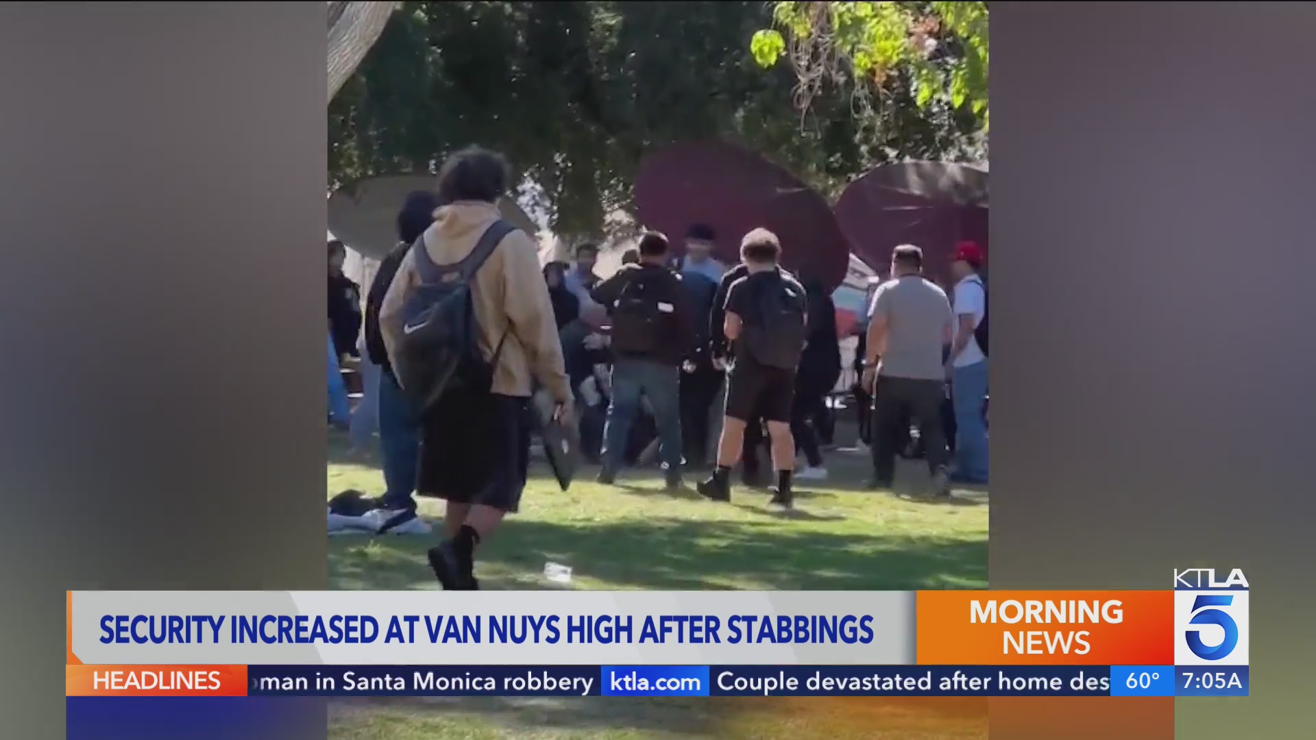 2 students stabbed during brawl at Van Nuys High School – KTLA