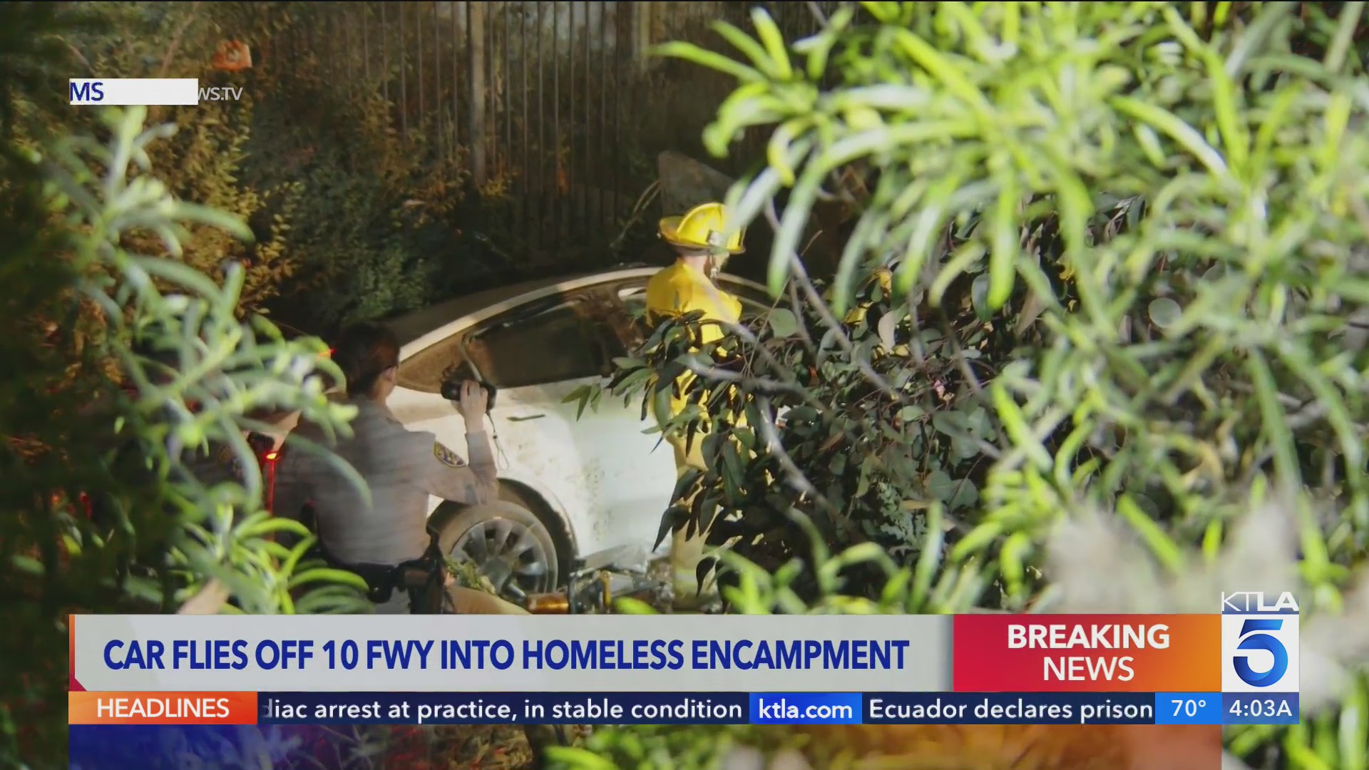 Car flies into homeless encampment, injuring 5 – KTLA