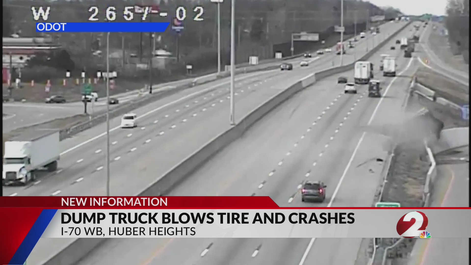 Dump truck blows tire and crashes – WDTN.com