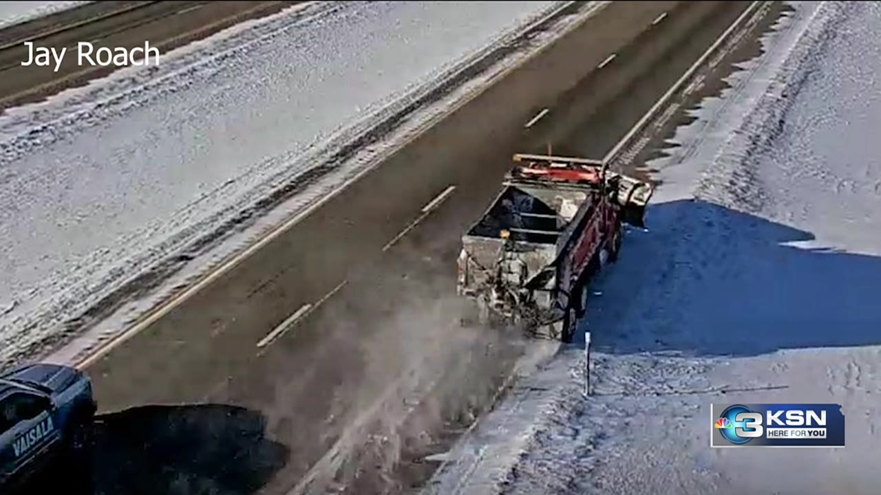 KDOT truck hit on I-70 while plowing snow – KSN-TV