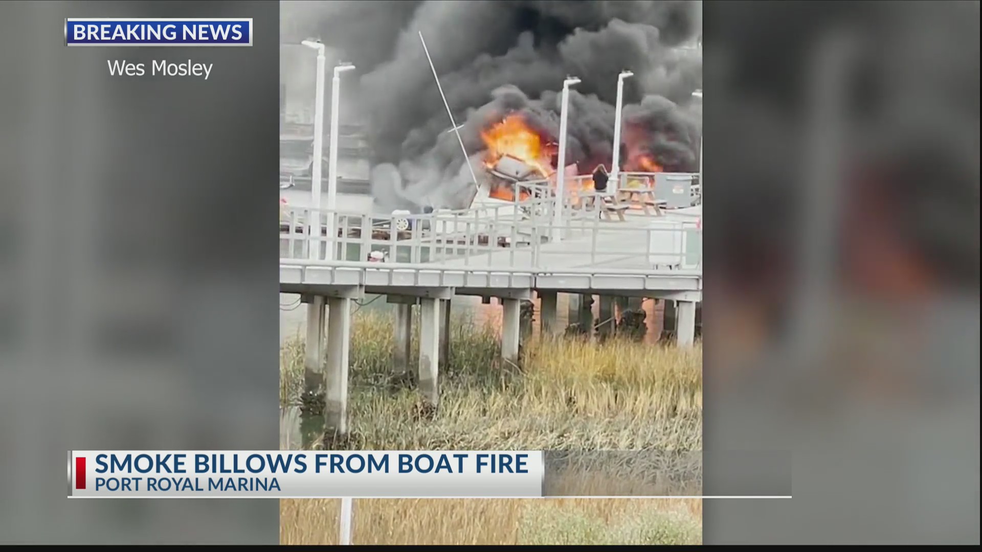 Large boat catches fire at Port Royal Landing Marina – WSAV-TV