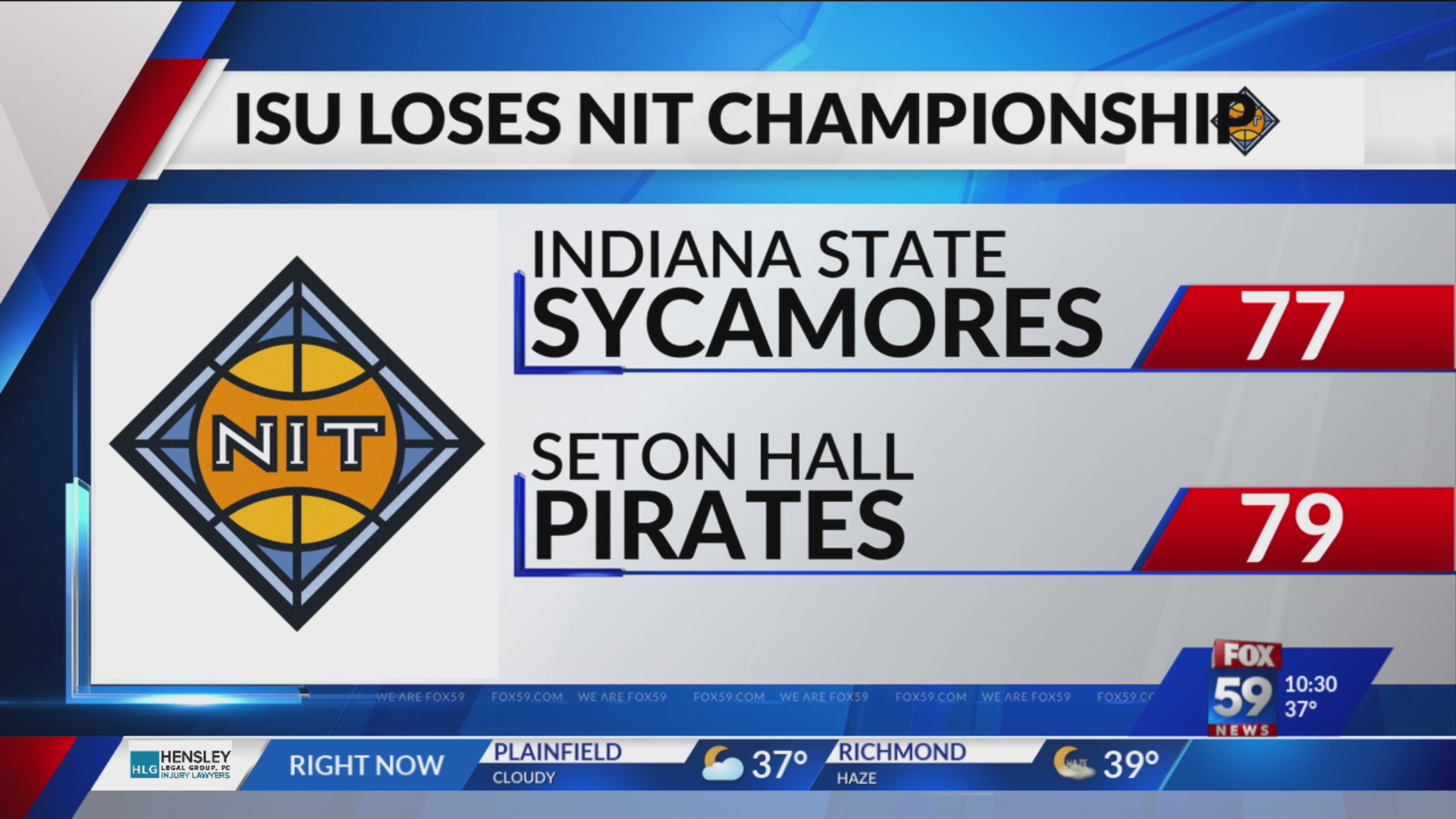 Indiana State loses NIT championship in 77-79 loss to Seton Hall – Fox 59