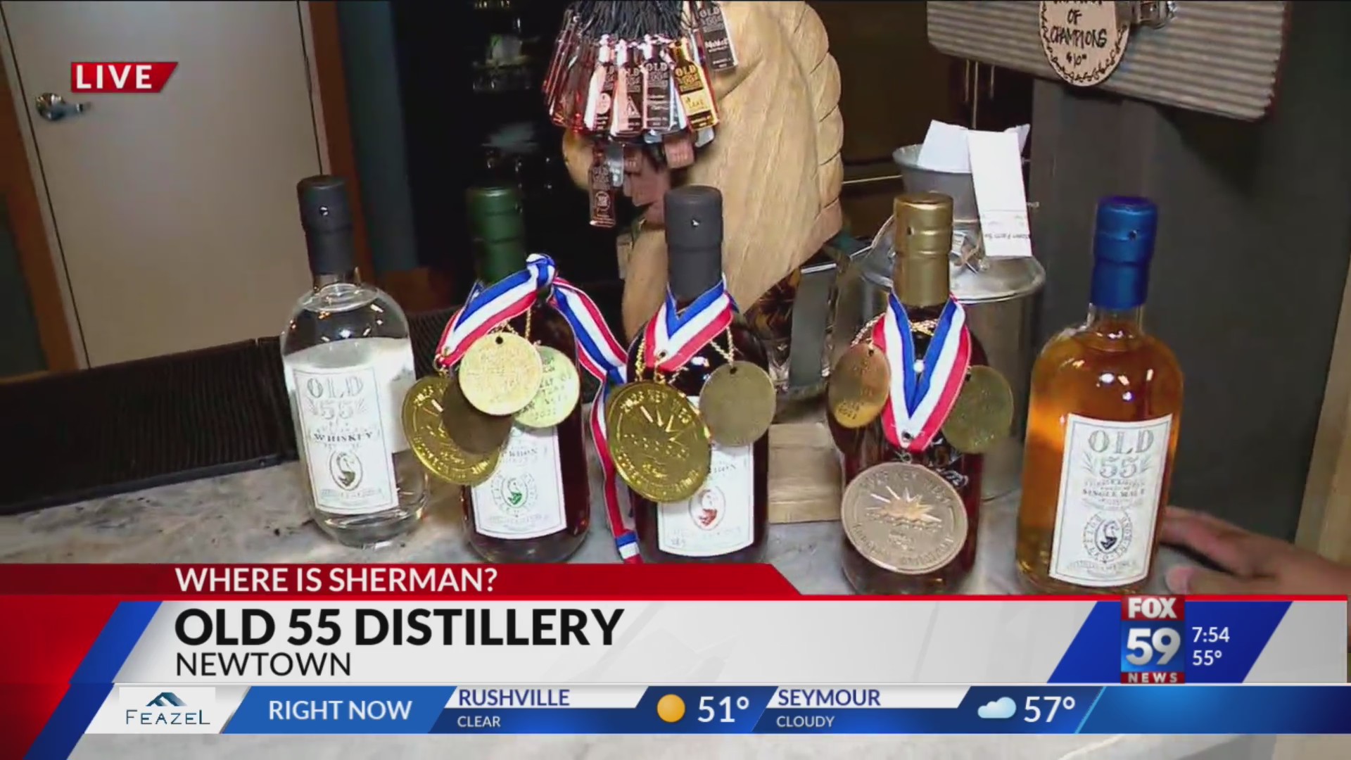 Where’s Sherman: Old 55 Distillery – Fox 59