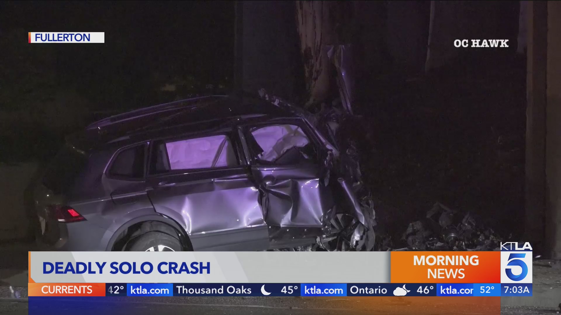 Solo crash in Fullerton leaves one dead – KTLA